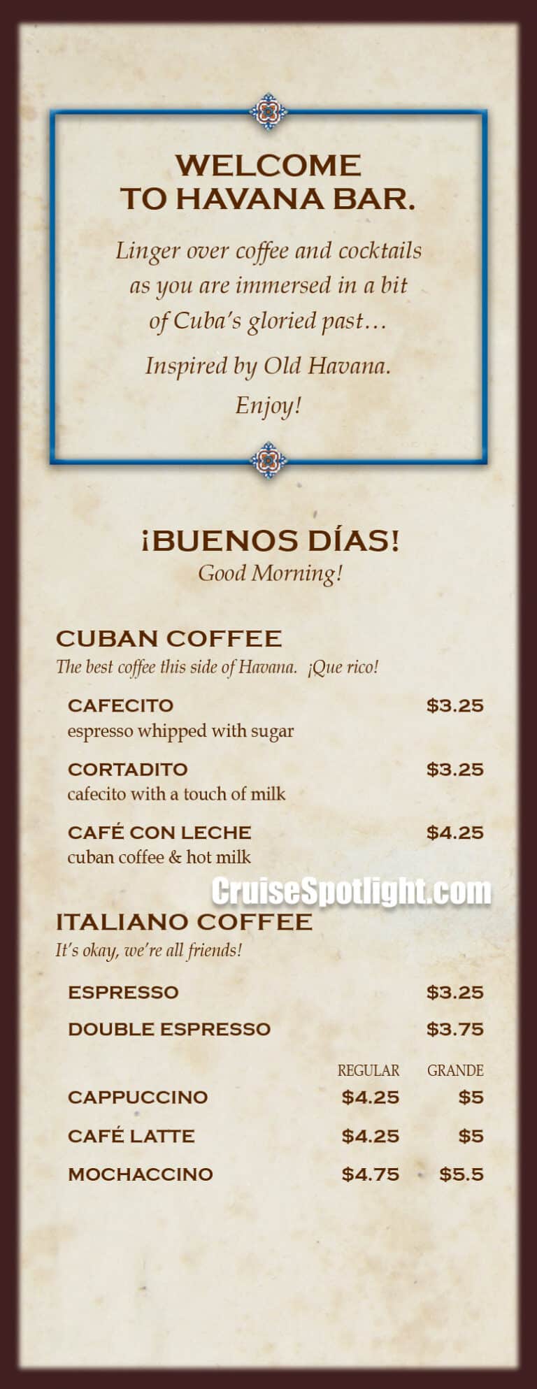 Carnival Mardi Gras Bars (With Menus and Prices) - Cruise Spotlight