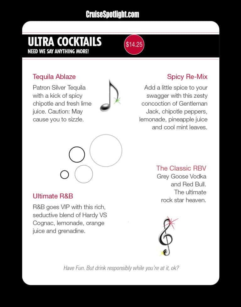 Carnival Paradise Bars (With Menus and Prices) - Cruise Spotlight