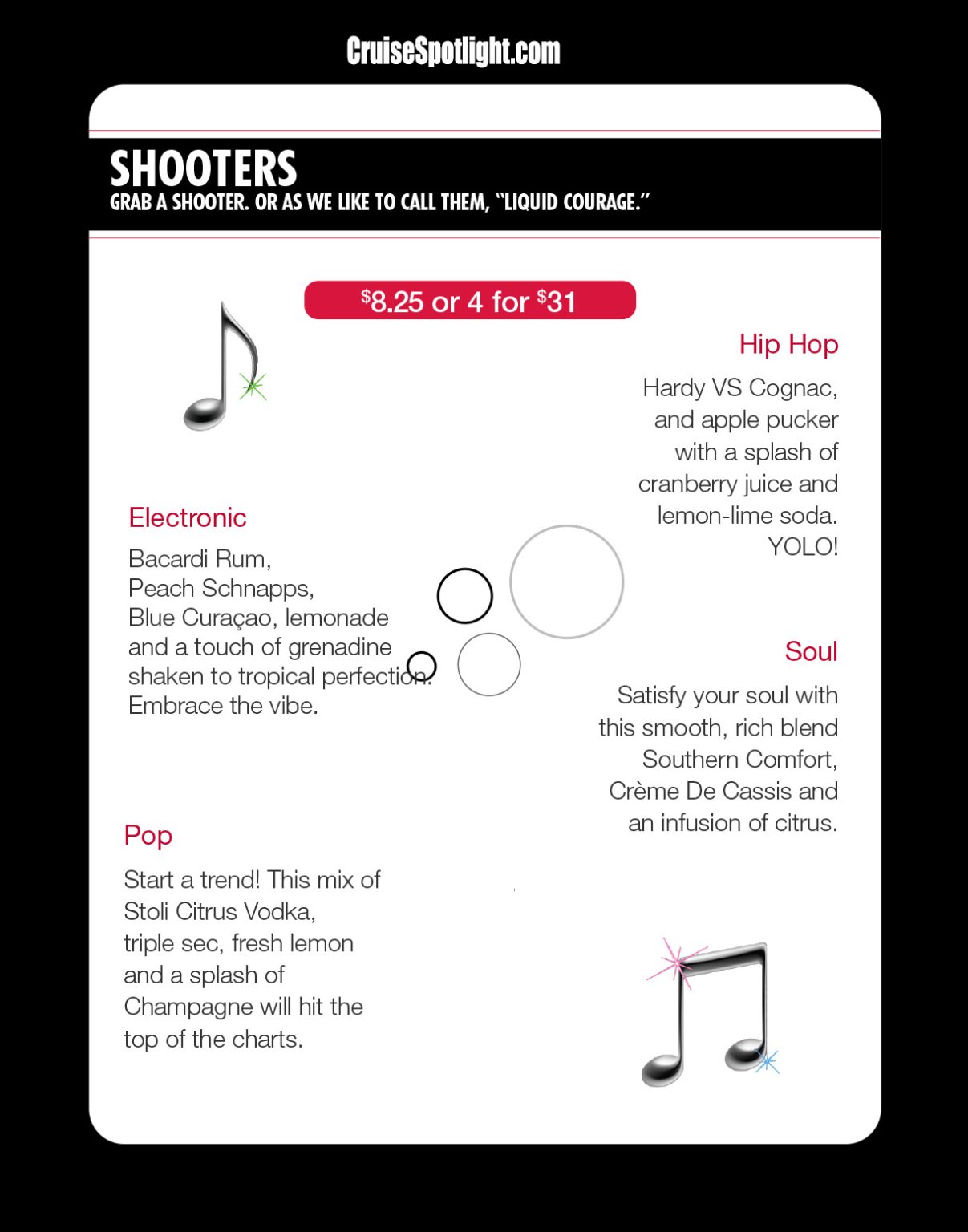 Carnival Paradise Bars (With Menus and Prices) - Cruise Spotlight