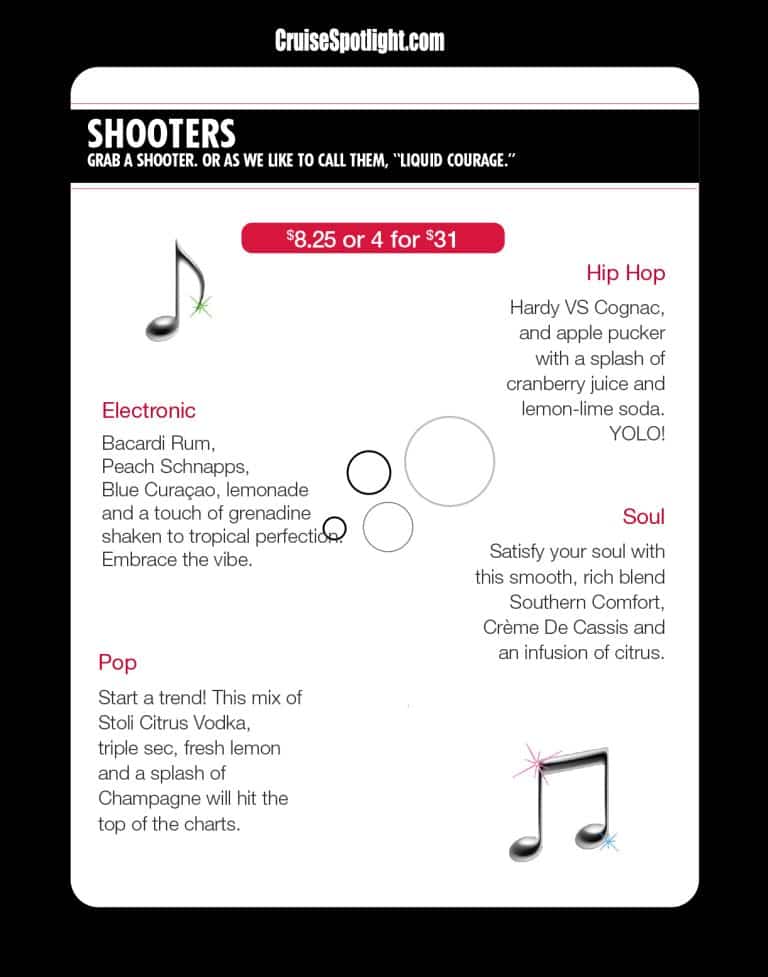 Carnival Paradise Bars (With Menus and Prices) - Cruise Spotlight