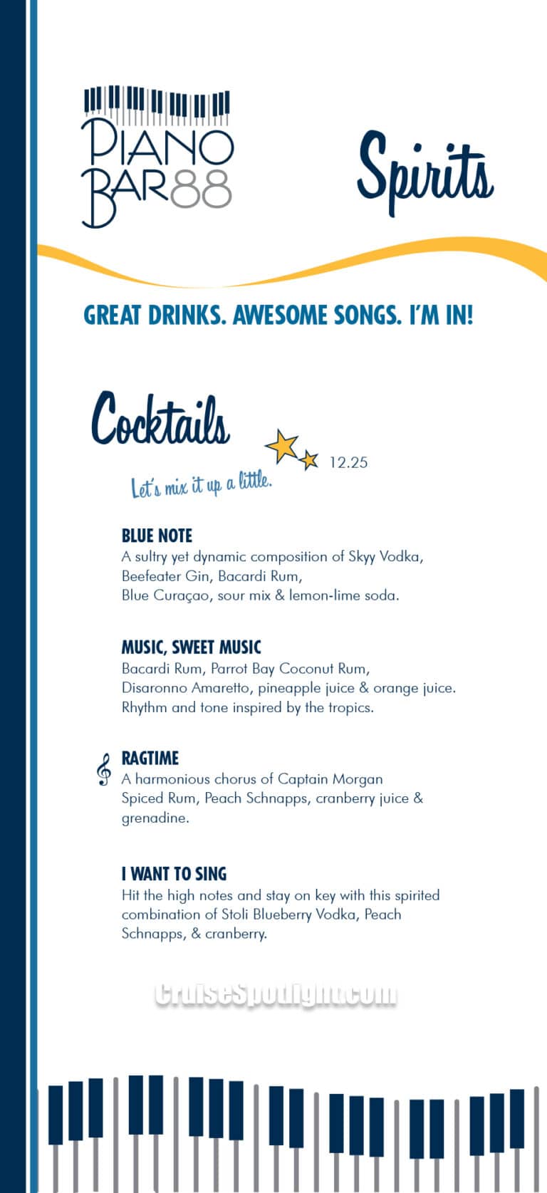 Carnival Paradise Bars (With Menus and Prices) - Cruise Spotlight