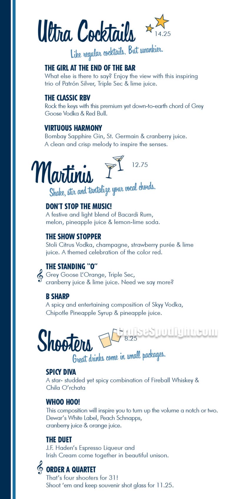 Carnival Firenze Bars (With Menus and Prices) - Cruise Spotlight