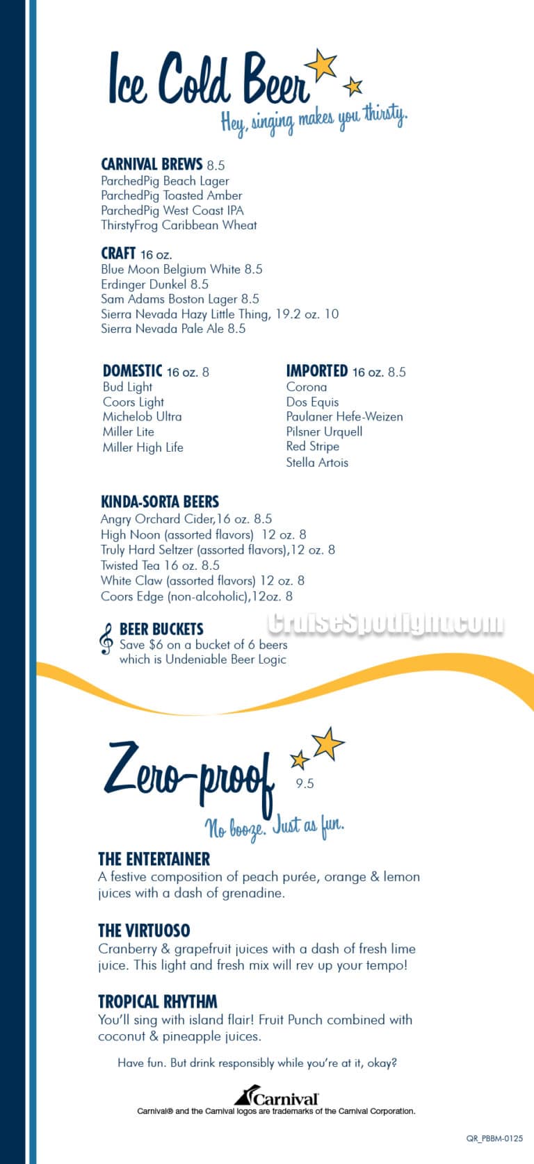 Carnival Liberty Bars (With Menus and Prices) - Cruise Spotlight