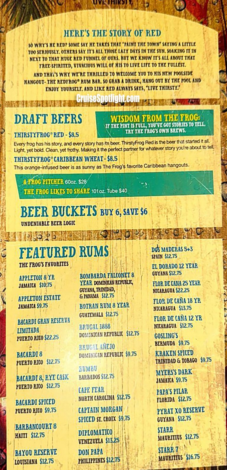 Carnival Glory Bars (With Menus and Prices) - Cruise Spotlight