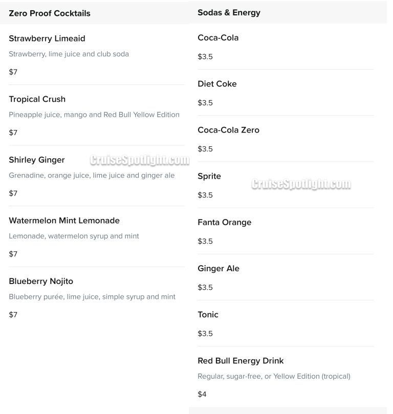 Royal Caribbean Quantum of the Seas Bars (With Menus and Prices ...