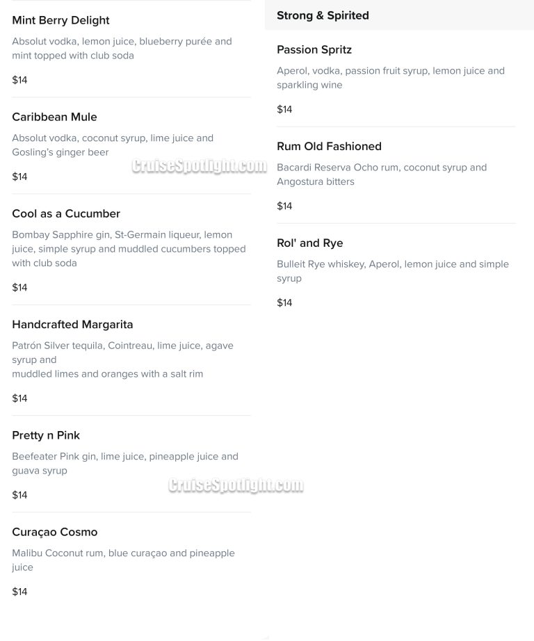 Royal Caribbean Anthem of the Seas Bars (With Menus and Prices ...