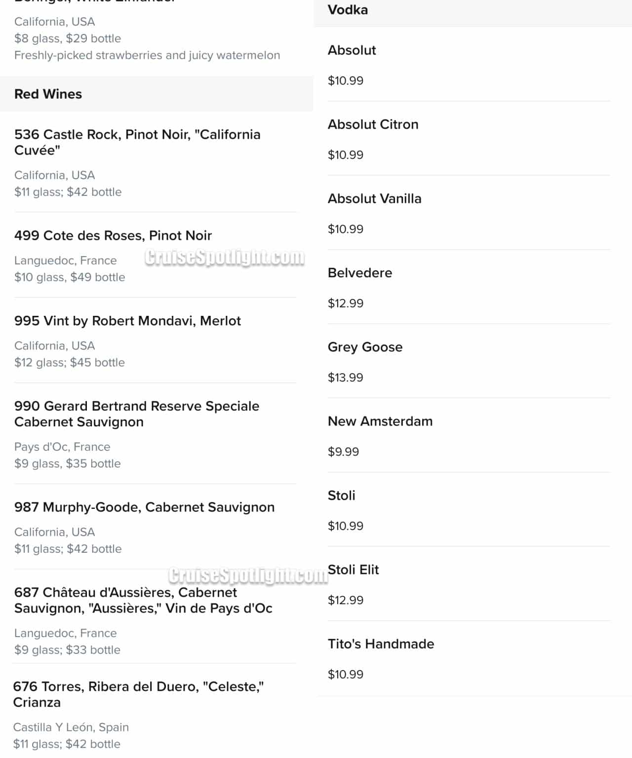 Royal Caribbean Quantum of the Seas Bars (With Menus and Prices ...