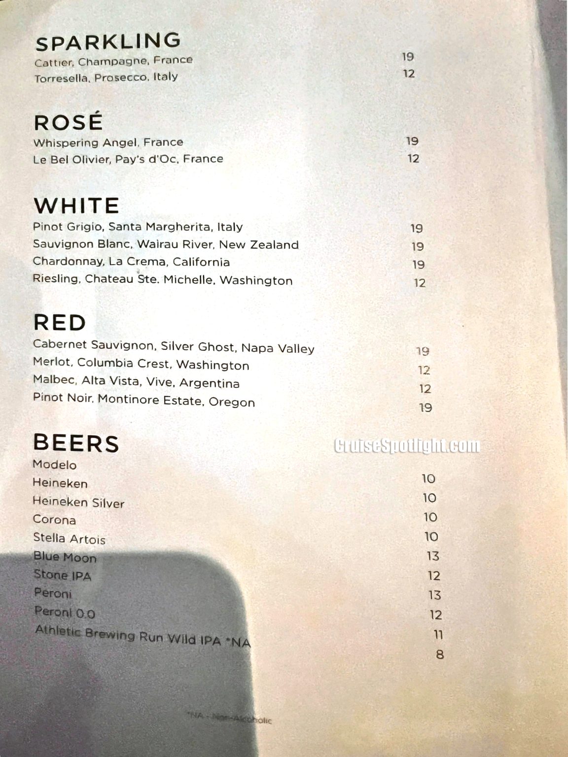 Celebrity Summit Bars (With Menus and Prices) - Cruise Spotlight