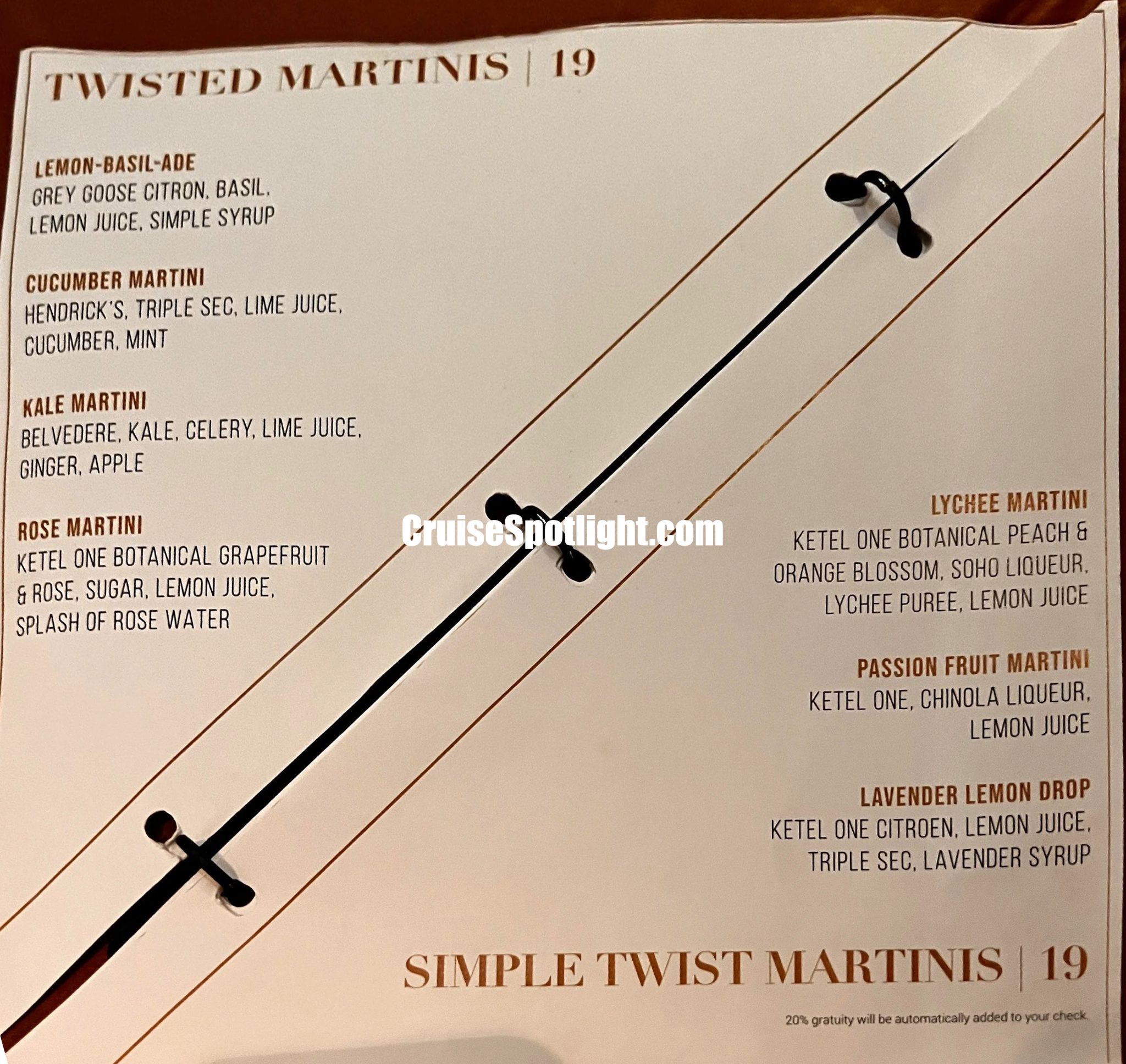 Celebrity Summit Bars (With Menus and Prices) - Cruise Spotlight