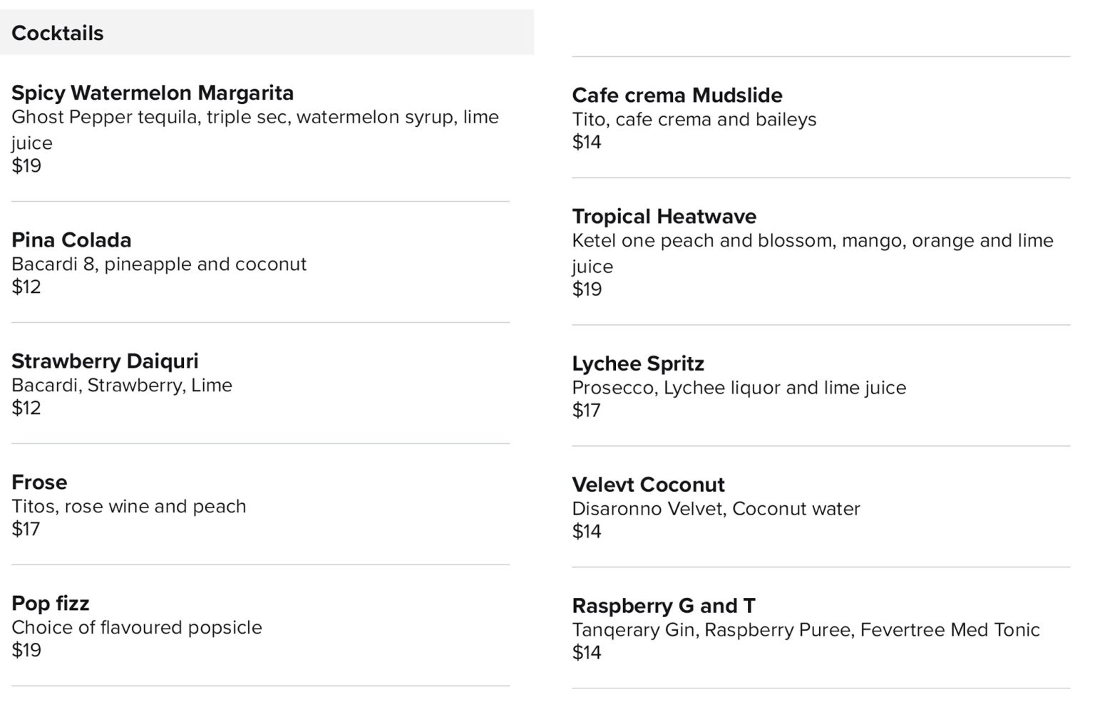 Celebrity Apex Bars (With Menus and Prices) - Cruise Spotlight