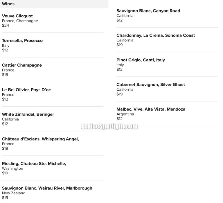 Celebrity Ascent Bars (With Menus and Prices) - Cruise Spotlight