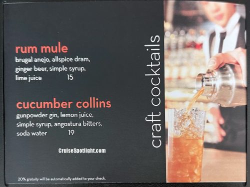 Celebrity Drink Menus and Pricing - Cruise Spotlight
