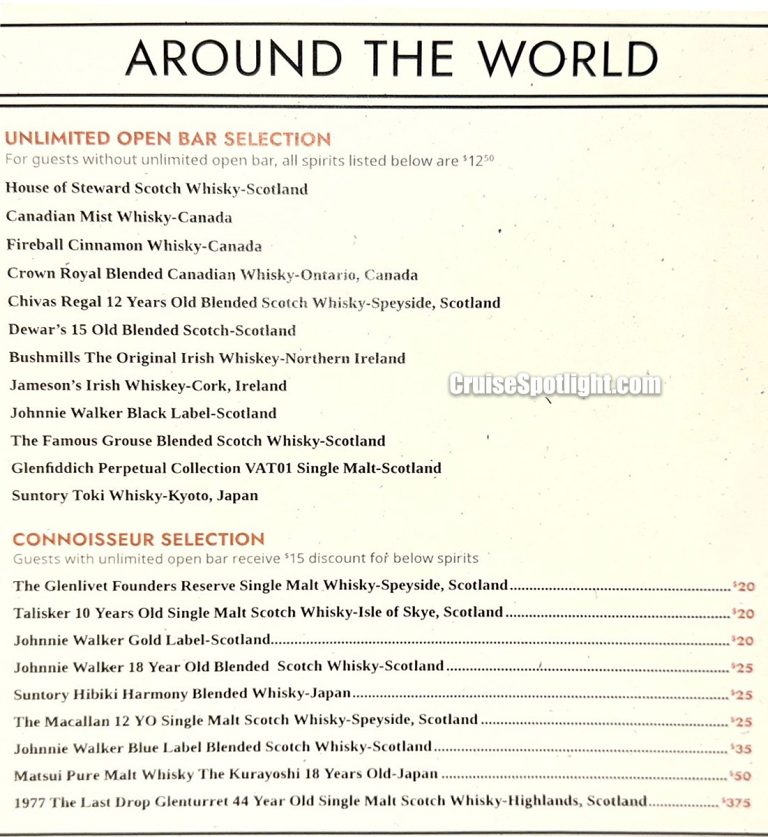 Norwegian Prima Bars (With Menus and Prices) - Cruise Spotlight