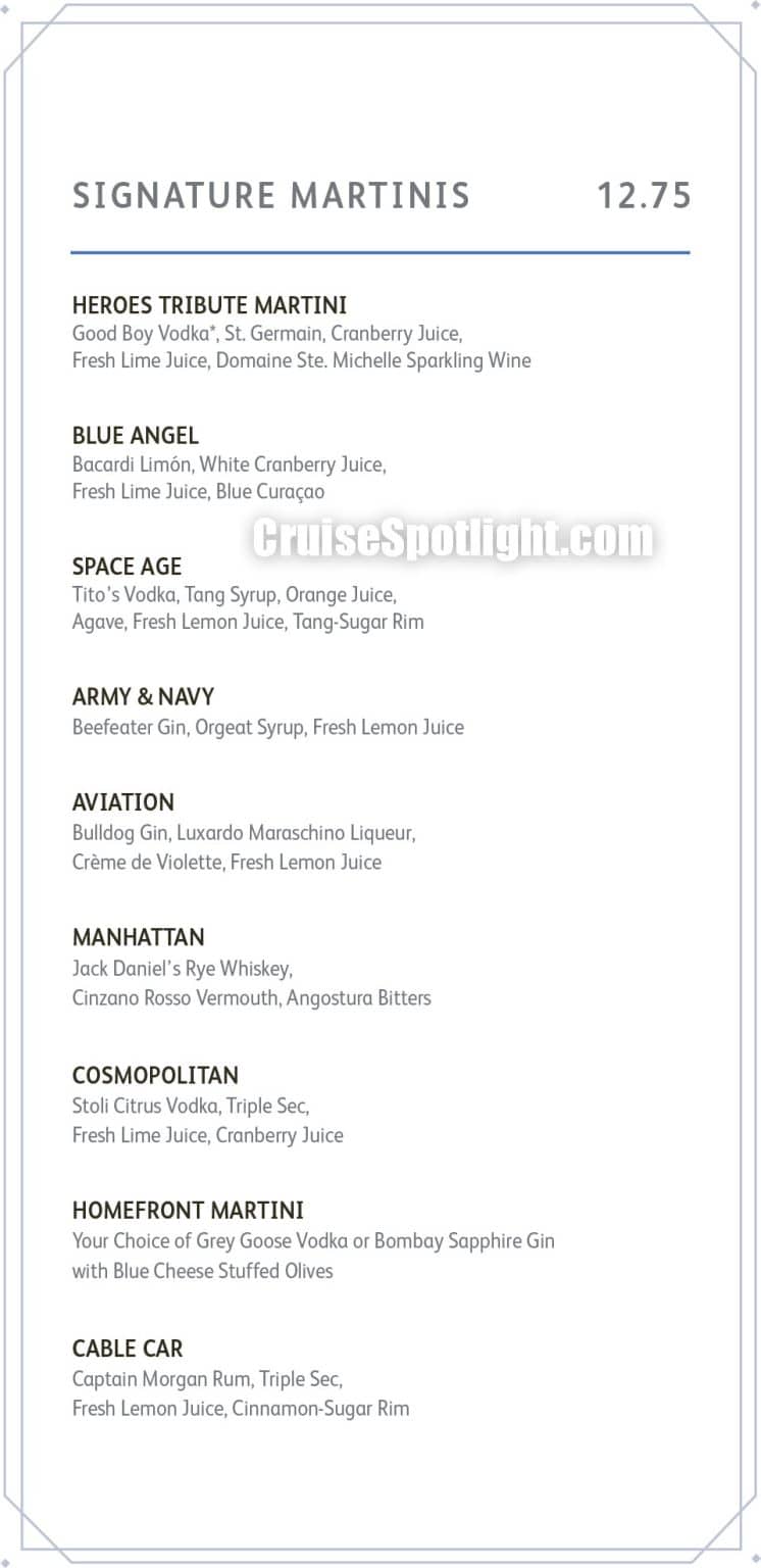 Carnival Panorama Bars (With Menus and Prices) - Cruise Spotlight