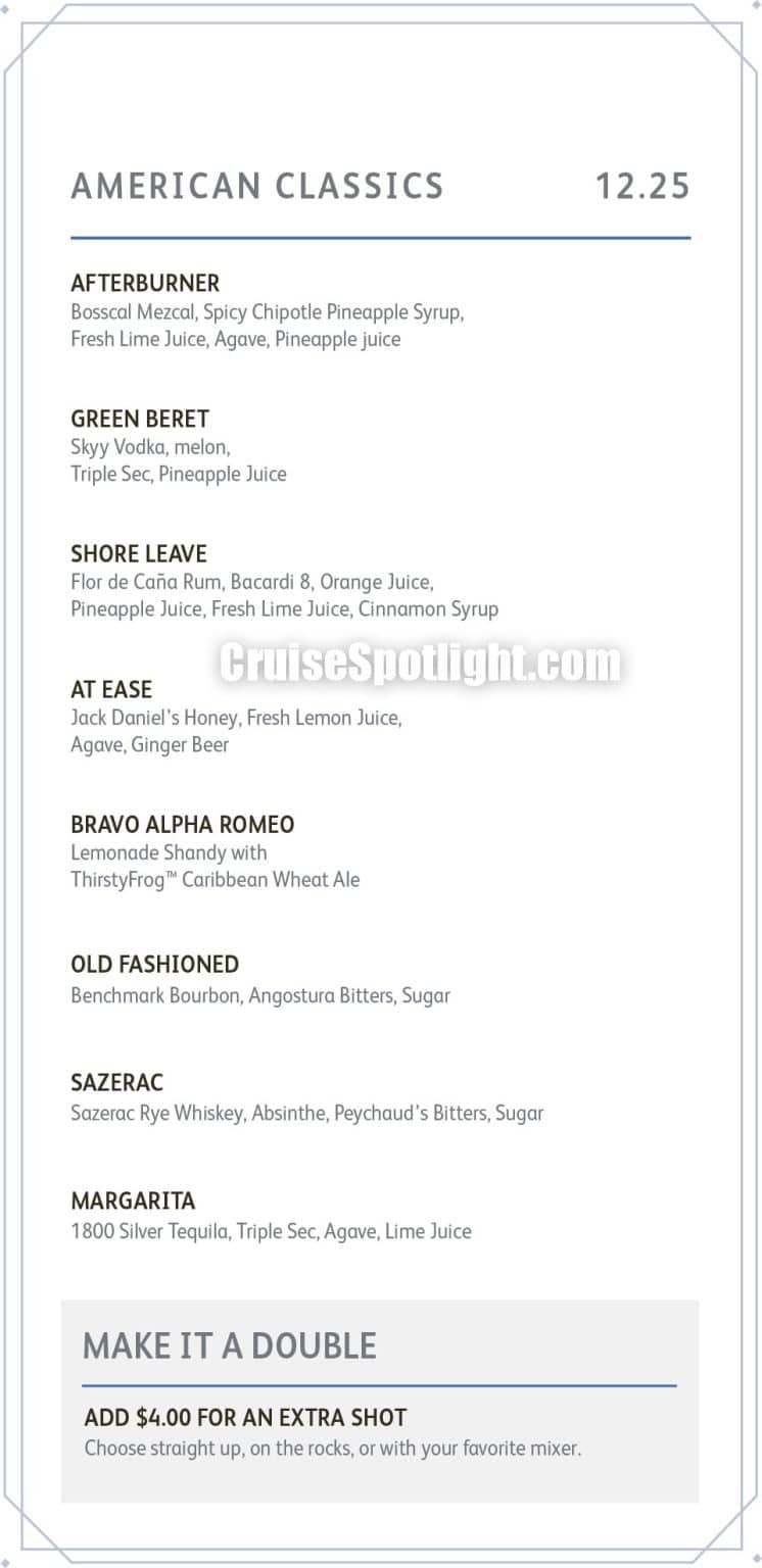 Carnival Freedom Bars (With Menus and Prices) - Cruise Spotlight