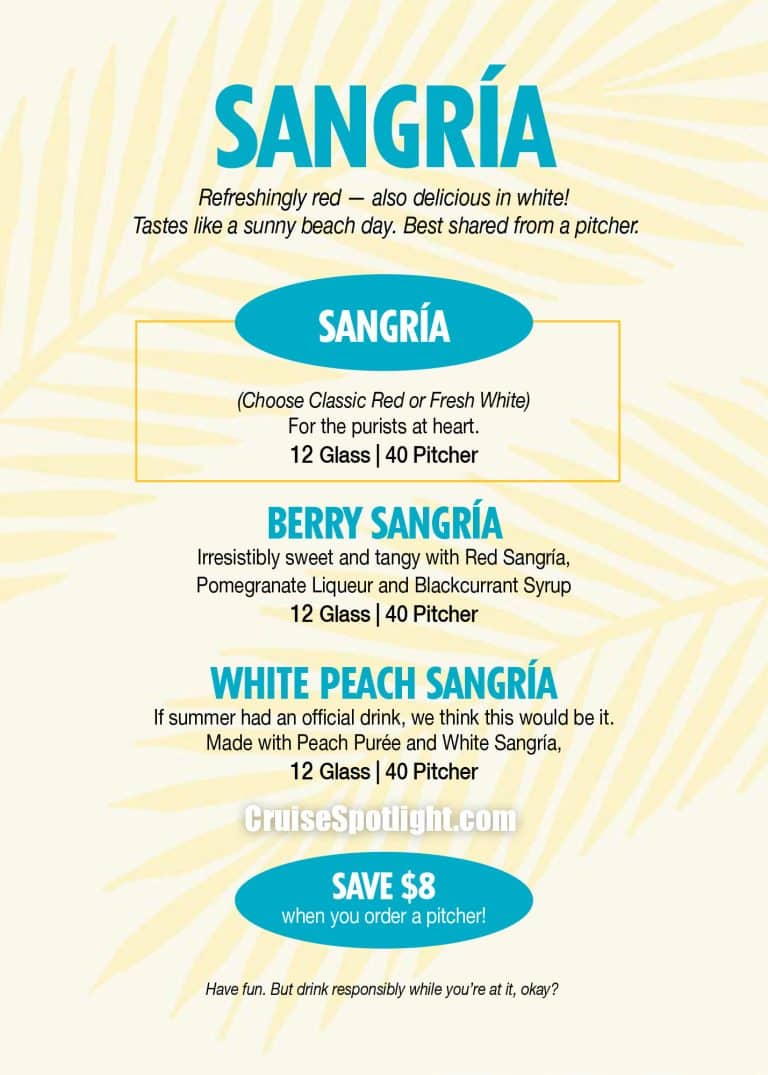 Carnival Sunshine Bars (With Menus and Prices) - Cruise Spotlight