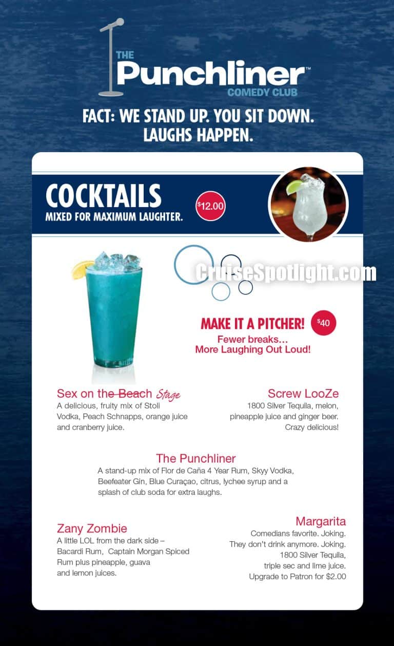 Carnival Paradise Bars (With Menus and Prices) - Cruise Spotlight