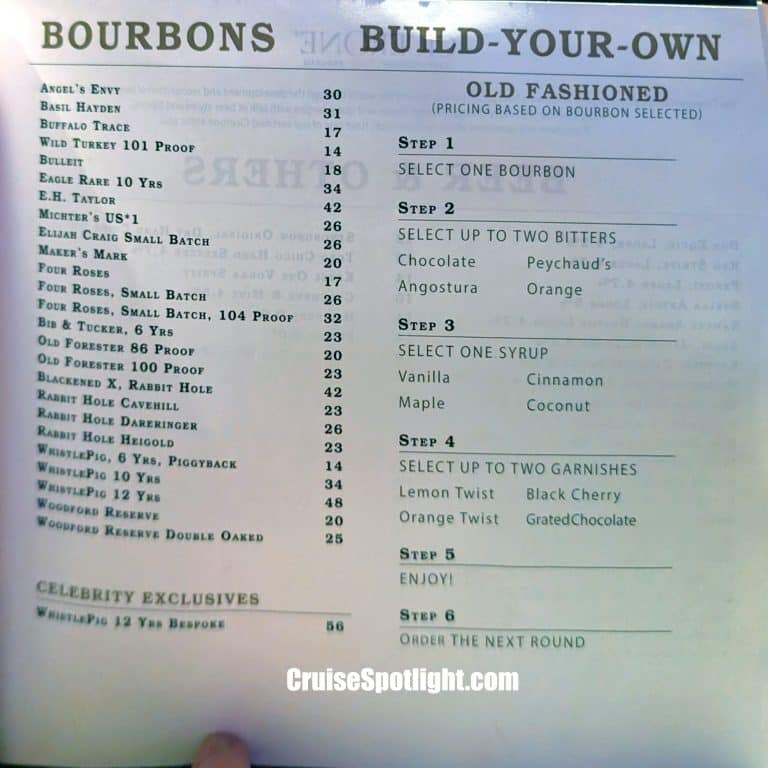 Celebrity Ascent Bars (With Menus and Prices) - Cruise Spotlight