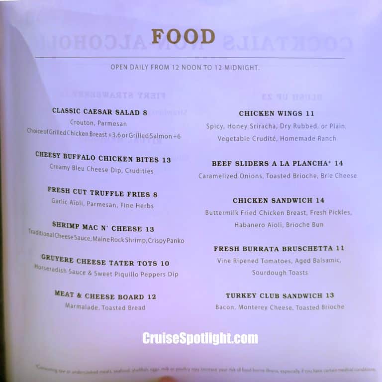 Celebrity Beyond Bars (With Menus and Prices) - Cruise Spotlight