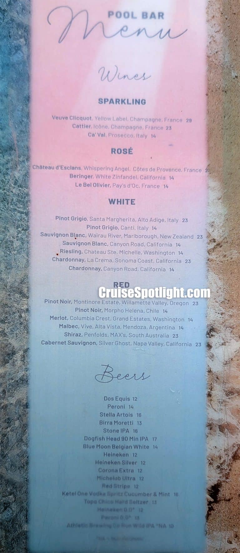 Celebrity Infinity Bars (With Menus and Prices) - Cruise Spotlight