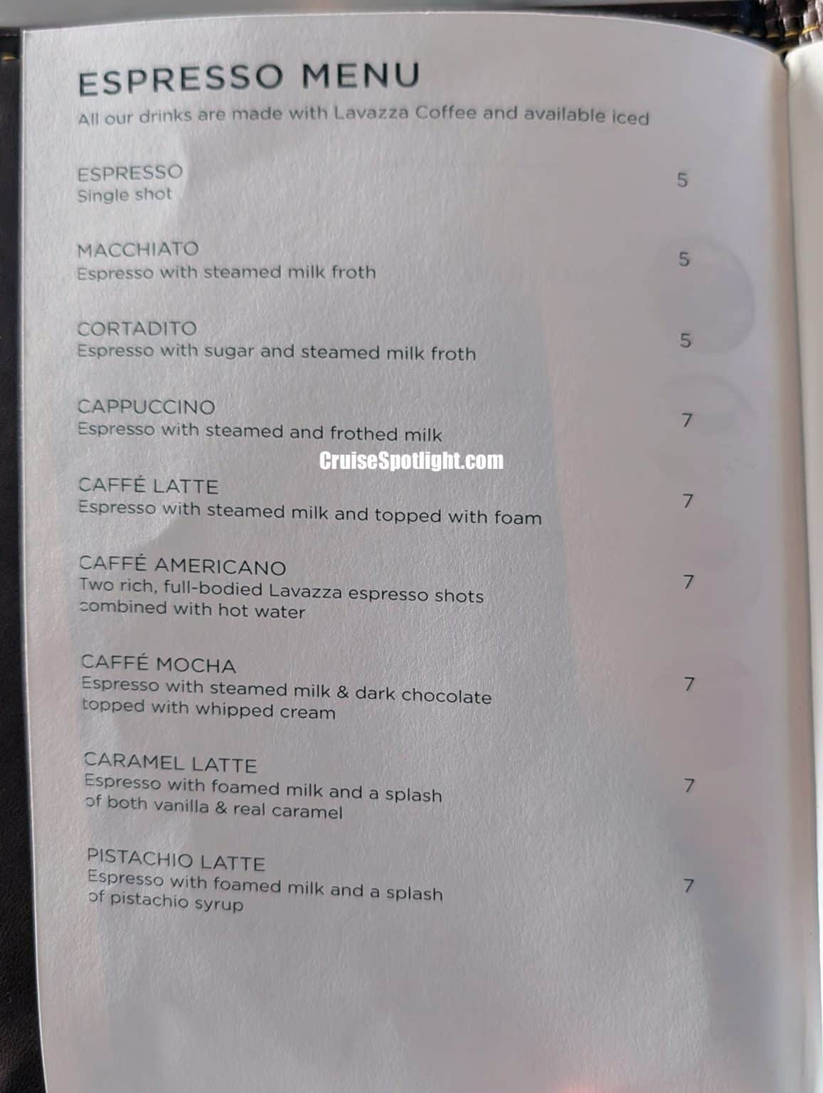 Celebrity Infinity Bars (With Menus and Prices) - Cruise Spotlight