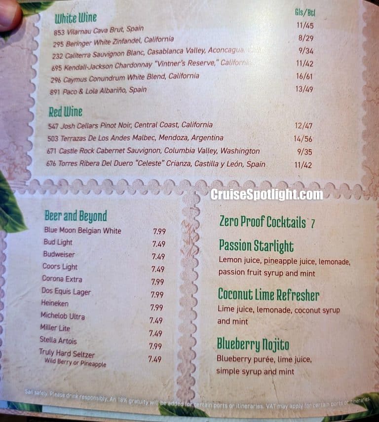 Royal Caribbean Quantum of the Seas Bars (With Menus and Prices ...