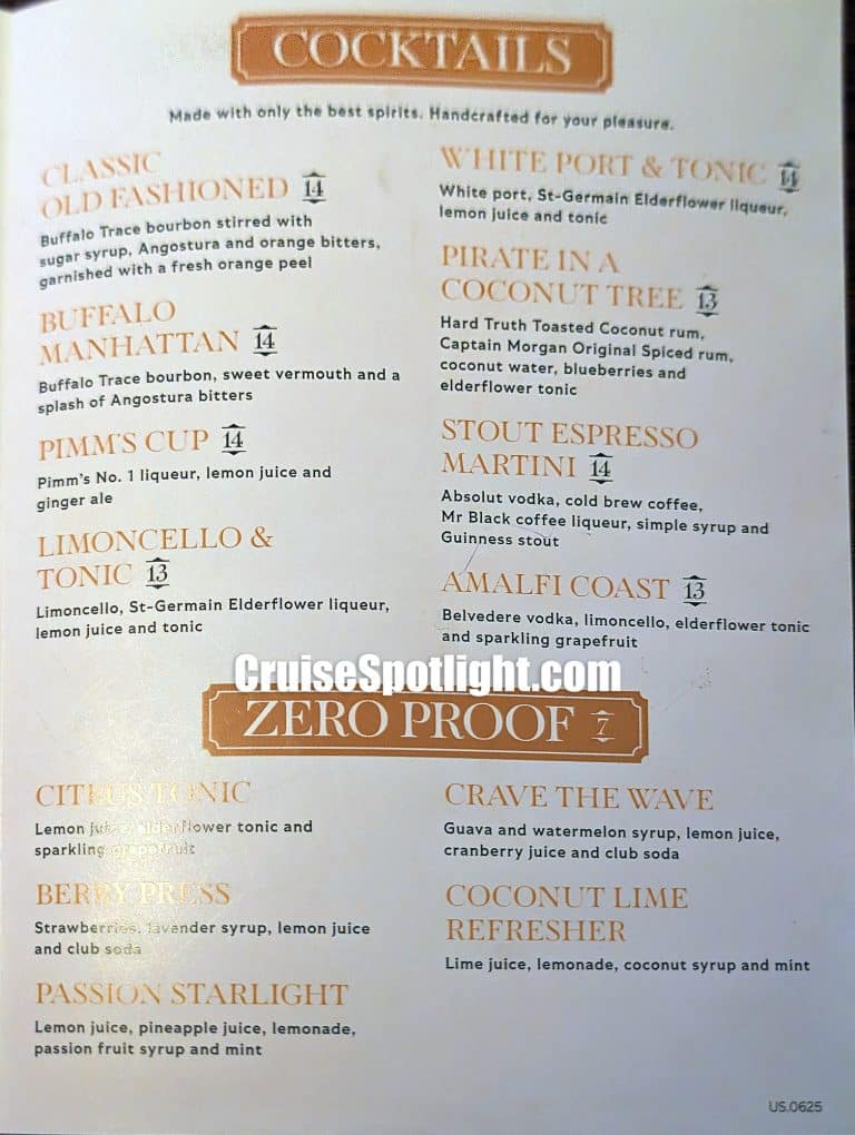 Royal Caribbean Quantum of the Seas Bars (With Menus and Prices ...