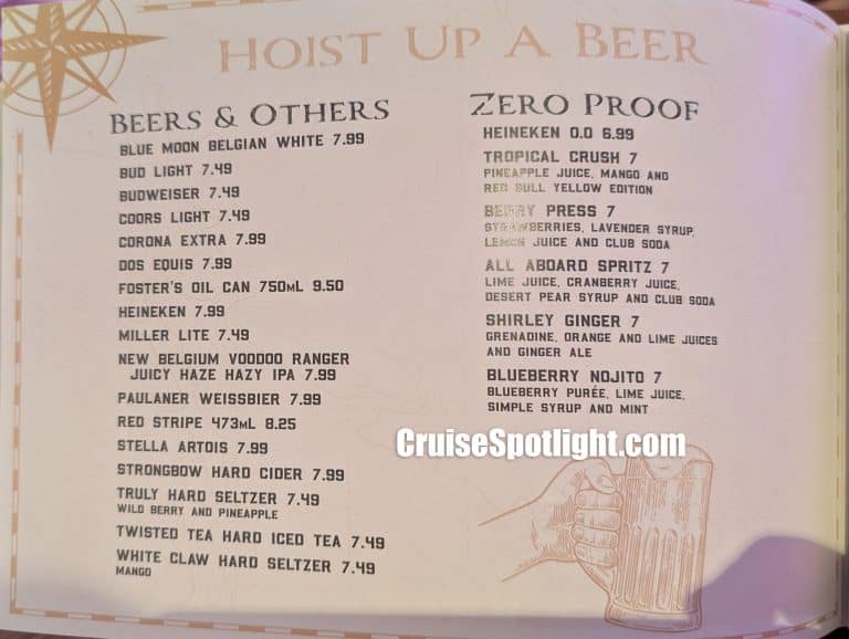 Royal Caribbean Navigator of the Seas Bars (With Menus and Prices ...