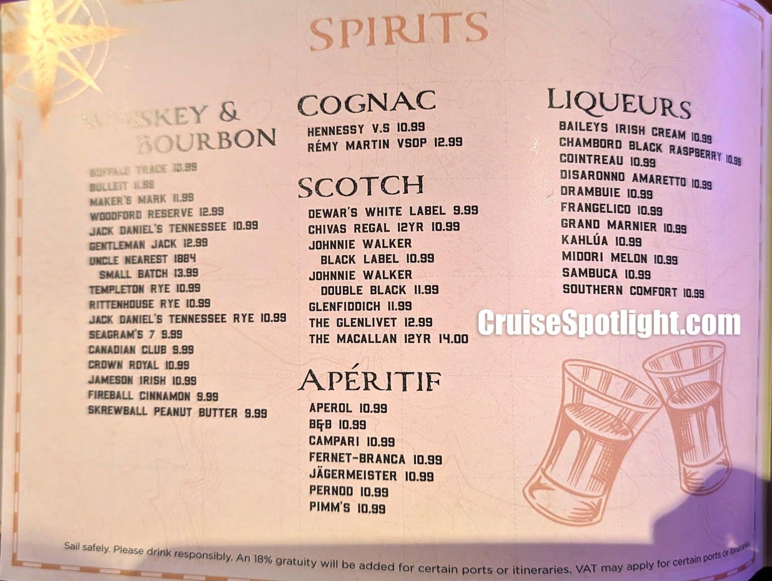 Royal Caribbean Explorer of the Seas Bars (With Menus and Prices ...