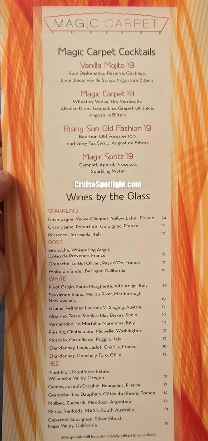 Celebrity Drink Menus and Pricing - Cruise Spotlight