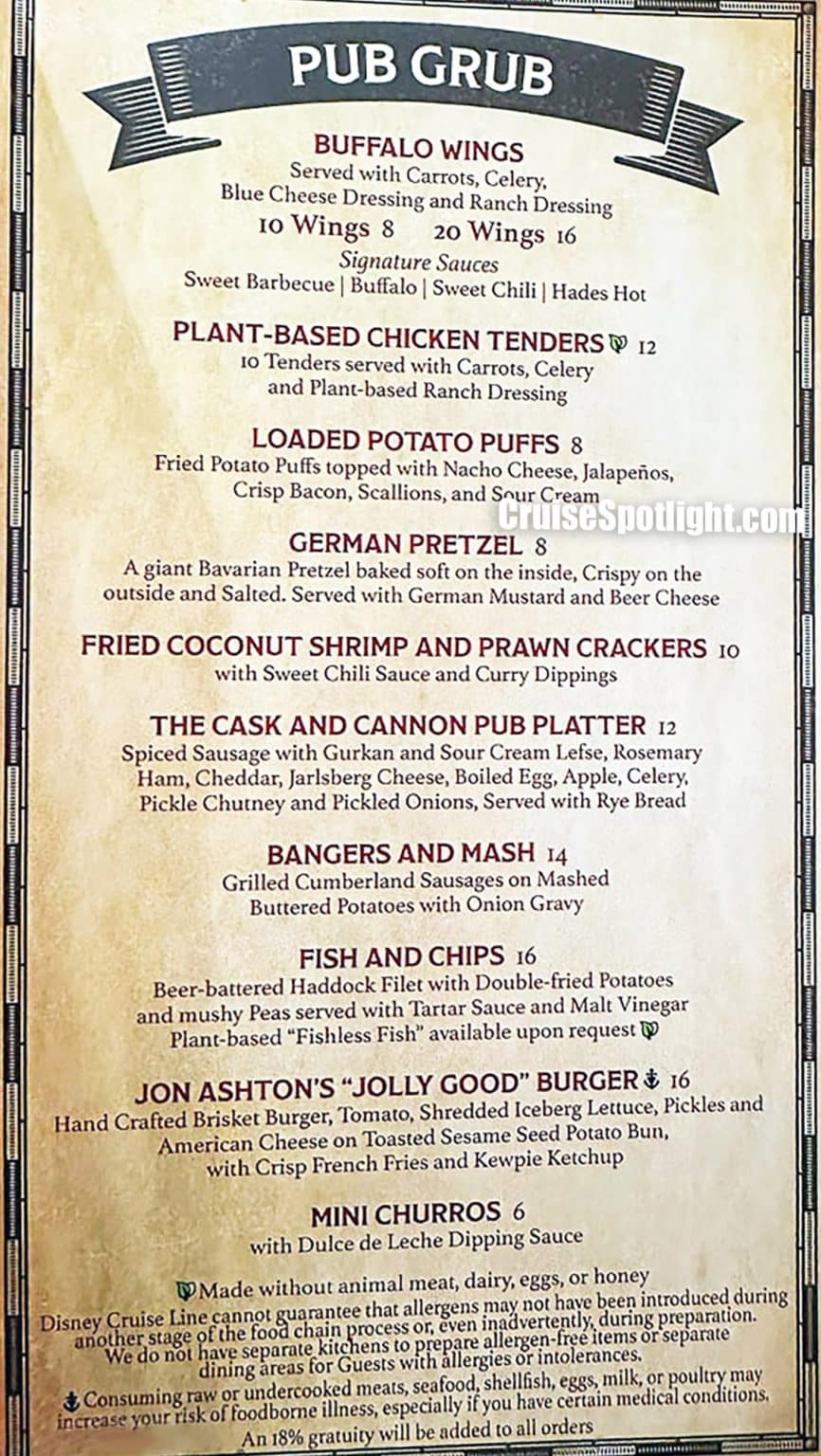 Disney Destiny Bars (With Menus and Prices) - Cruise Spotlight