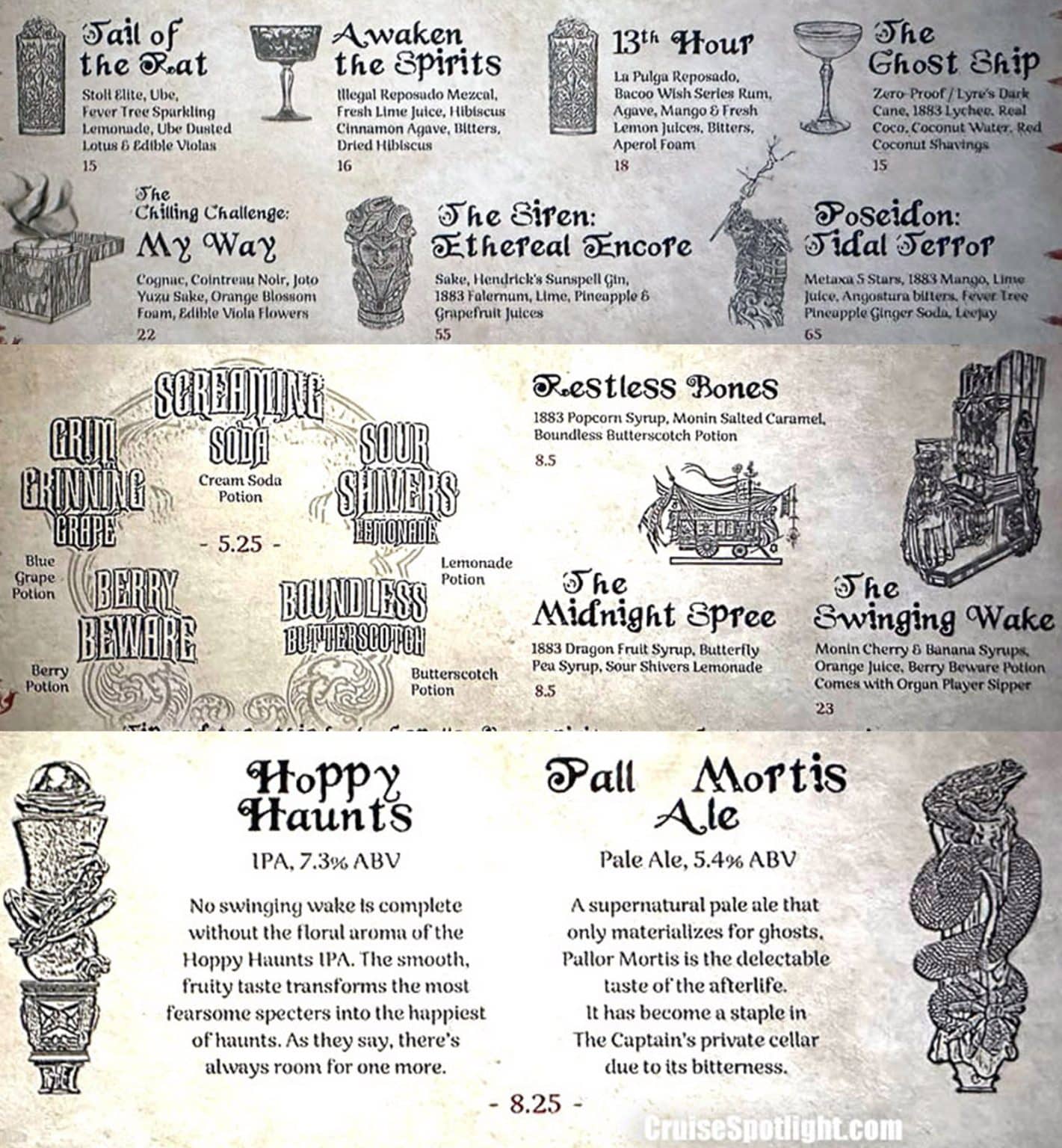 Disney Treasure Bars (With Menus and Prices) - Cruise Spotlight