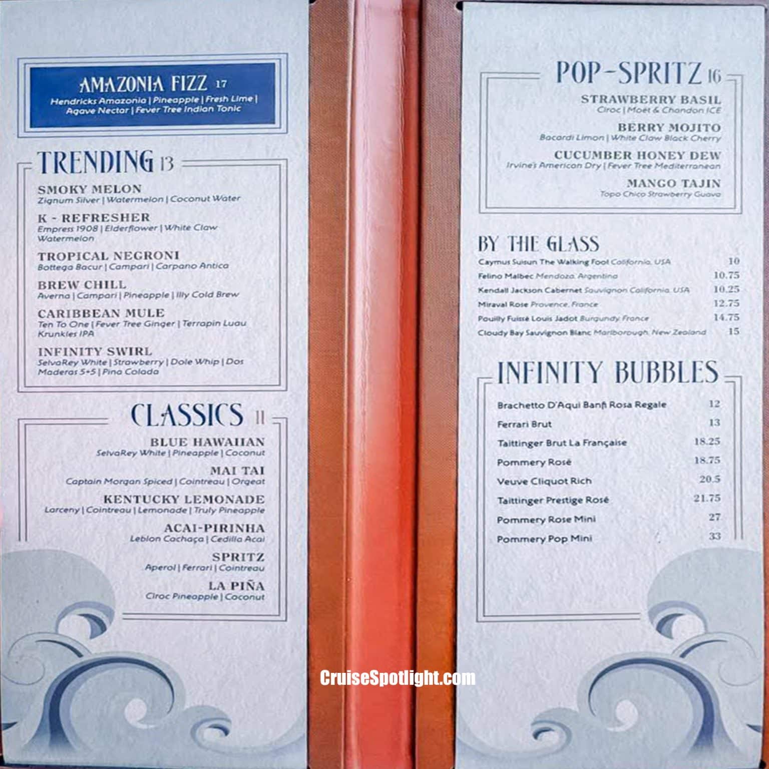 Disney Destiny Bars (With Menus and Prices) - Cruise Spotlight