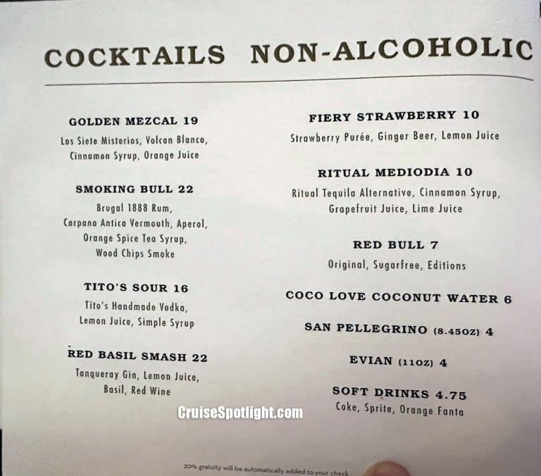 Celebrity Drink Menus and Pricing - Cruise Spotlight