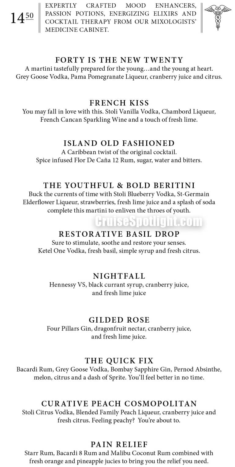 Carnival Splendor Bars (With Menus and Prices) - Cruise Spotlight