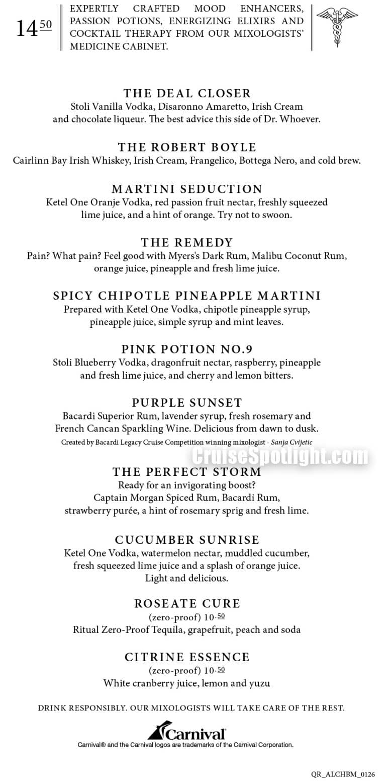 Carnival Drink Menus and Pricing (2026) - Cruise Spotlight