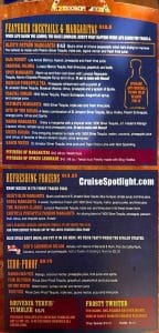 Carnival Valor Bars (With Menus and Prices) - Cruise Spotlight