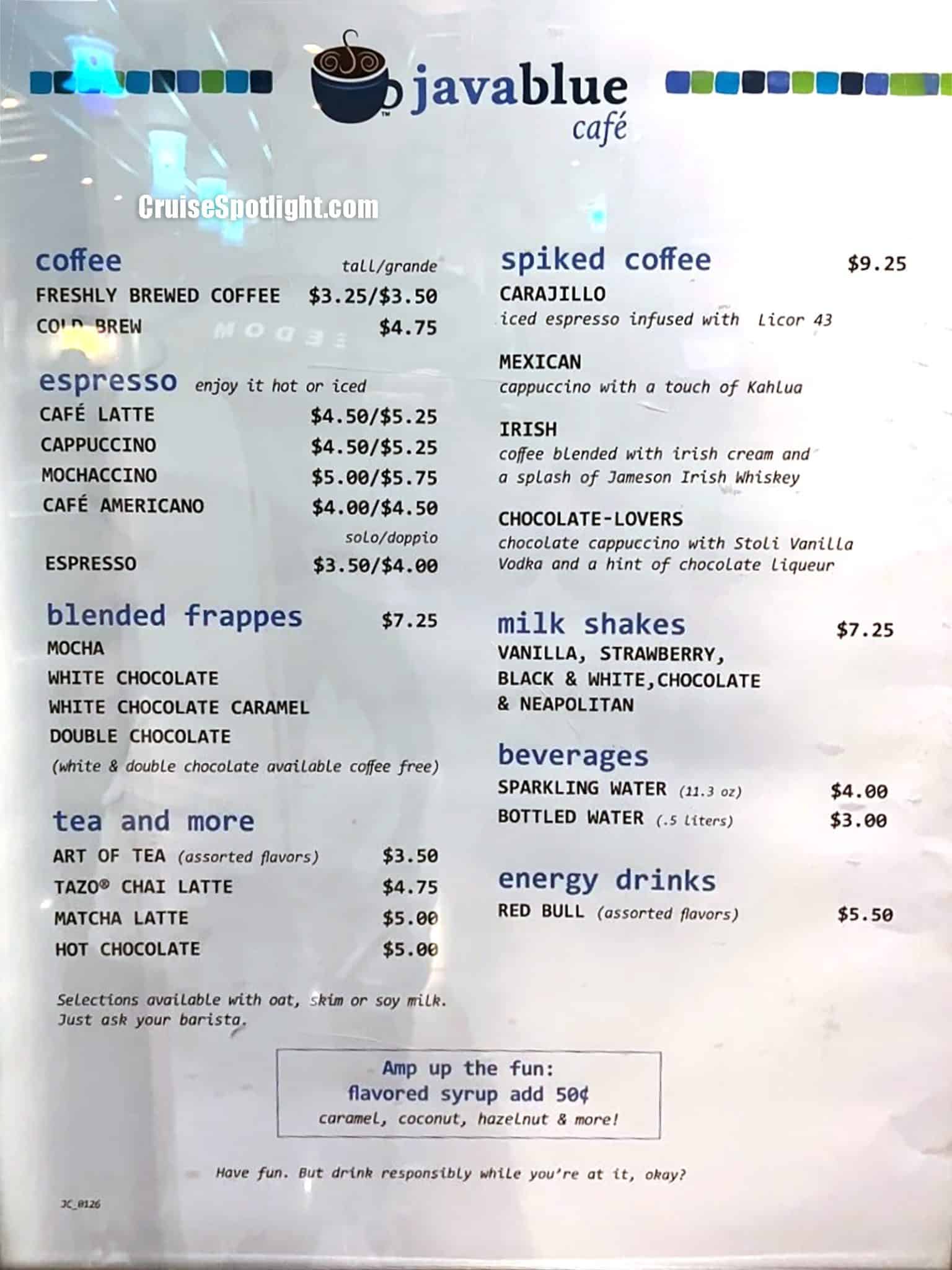 Carnival Luminosa Bars (With Menus and Prices) - Cruise Spotlight
