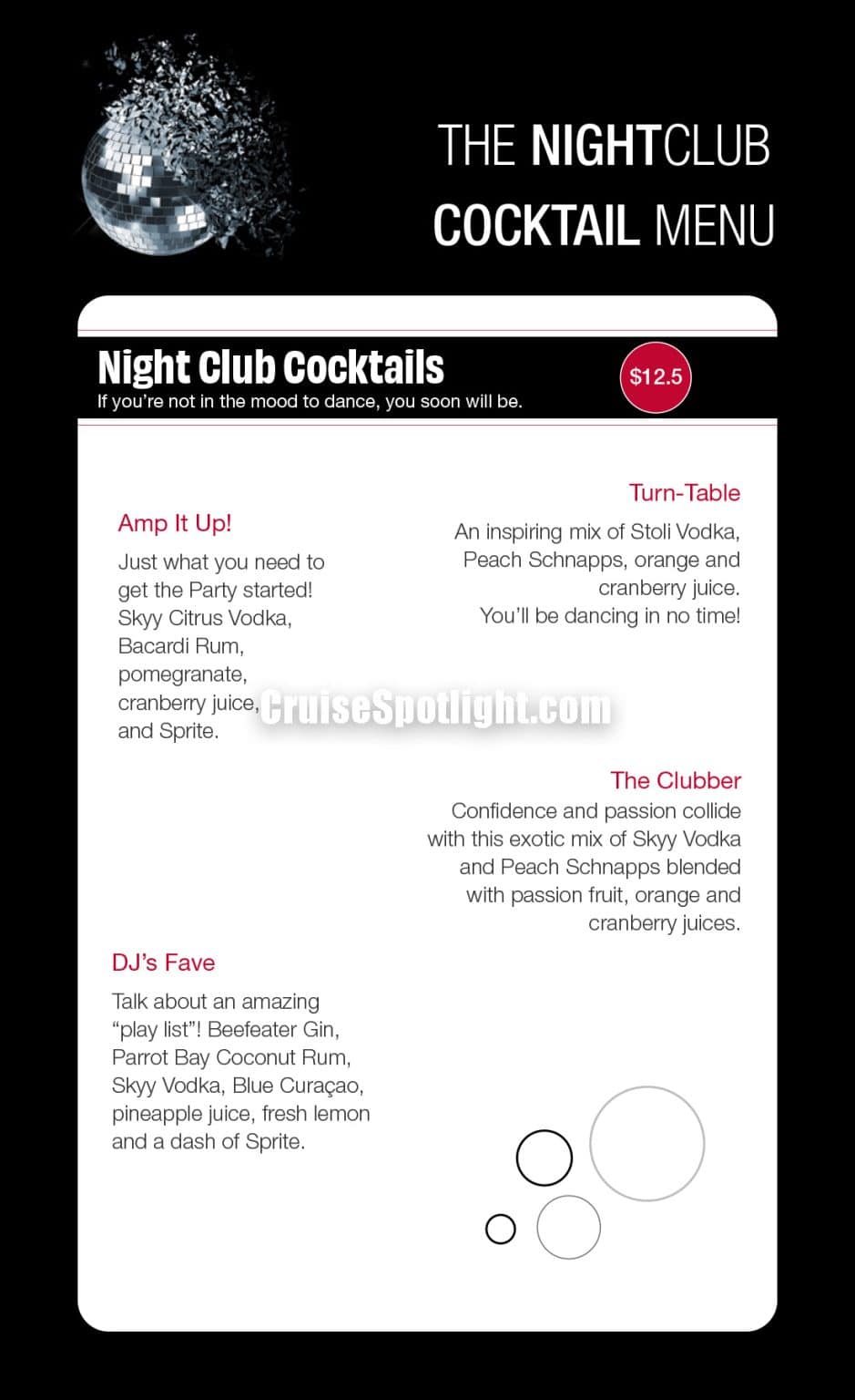 Carnival Spirit Bars (With Menus and Prices) - Cruise Spotlight